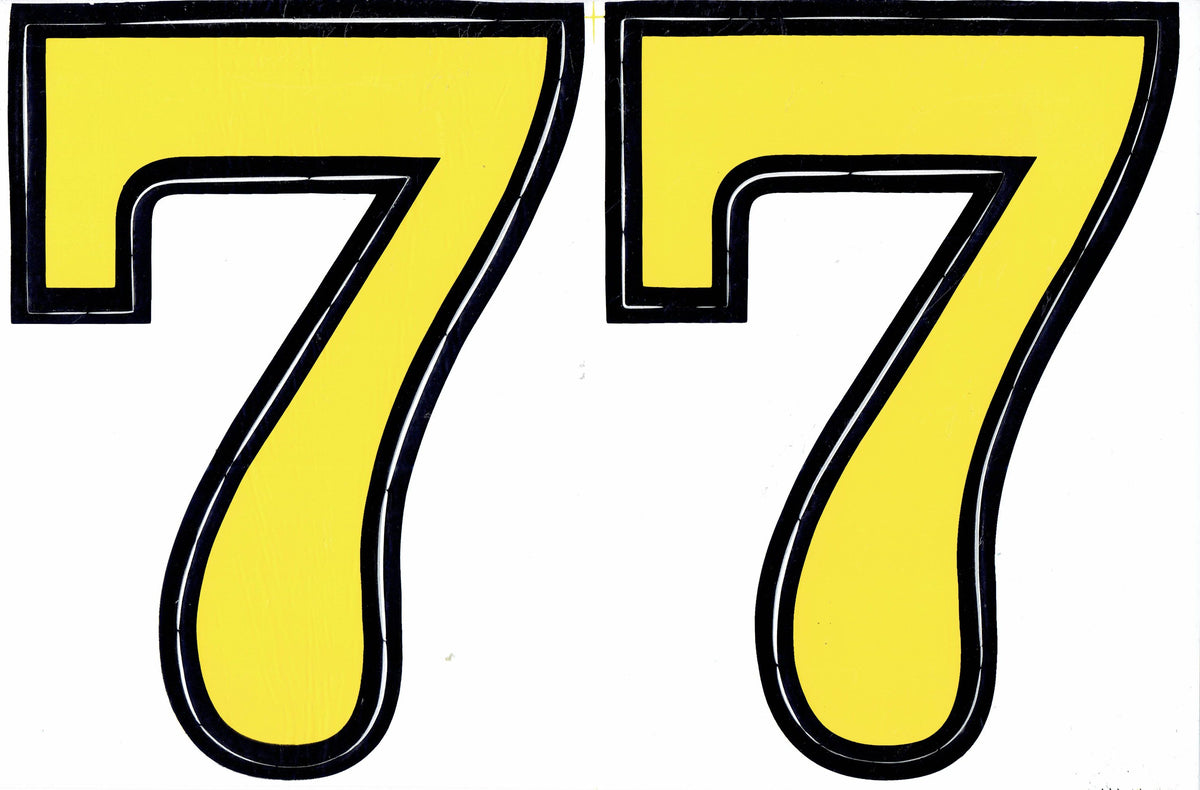 Large number 7 yellow 165 mm high sticker motorcycle scooter skateboar ...