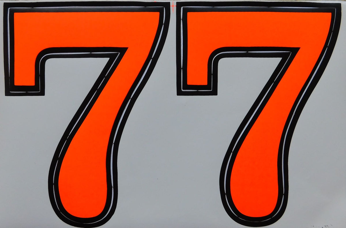 Large number 7 orange 165 mm high sticker motorcycle scooter skateboar ...