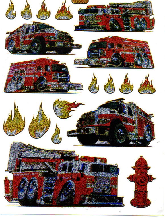 Fire engine fire engine decal sticker metallic glitter effect school c ...
