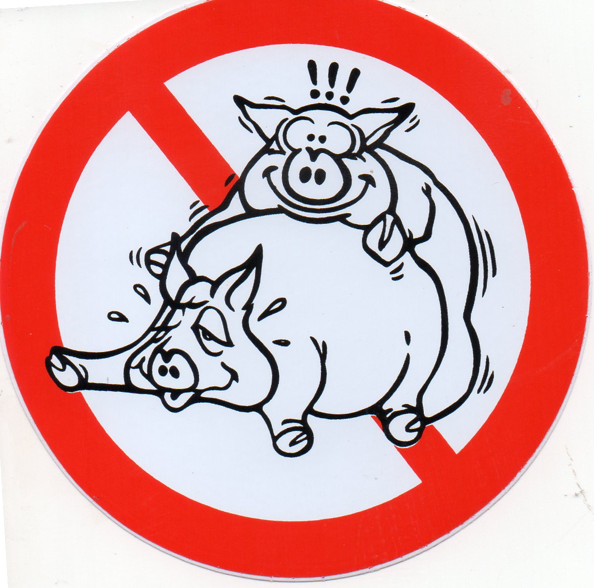 Forbidden "take pig from behind" round sticker sticker self-adhesive 4 ...