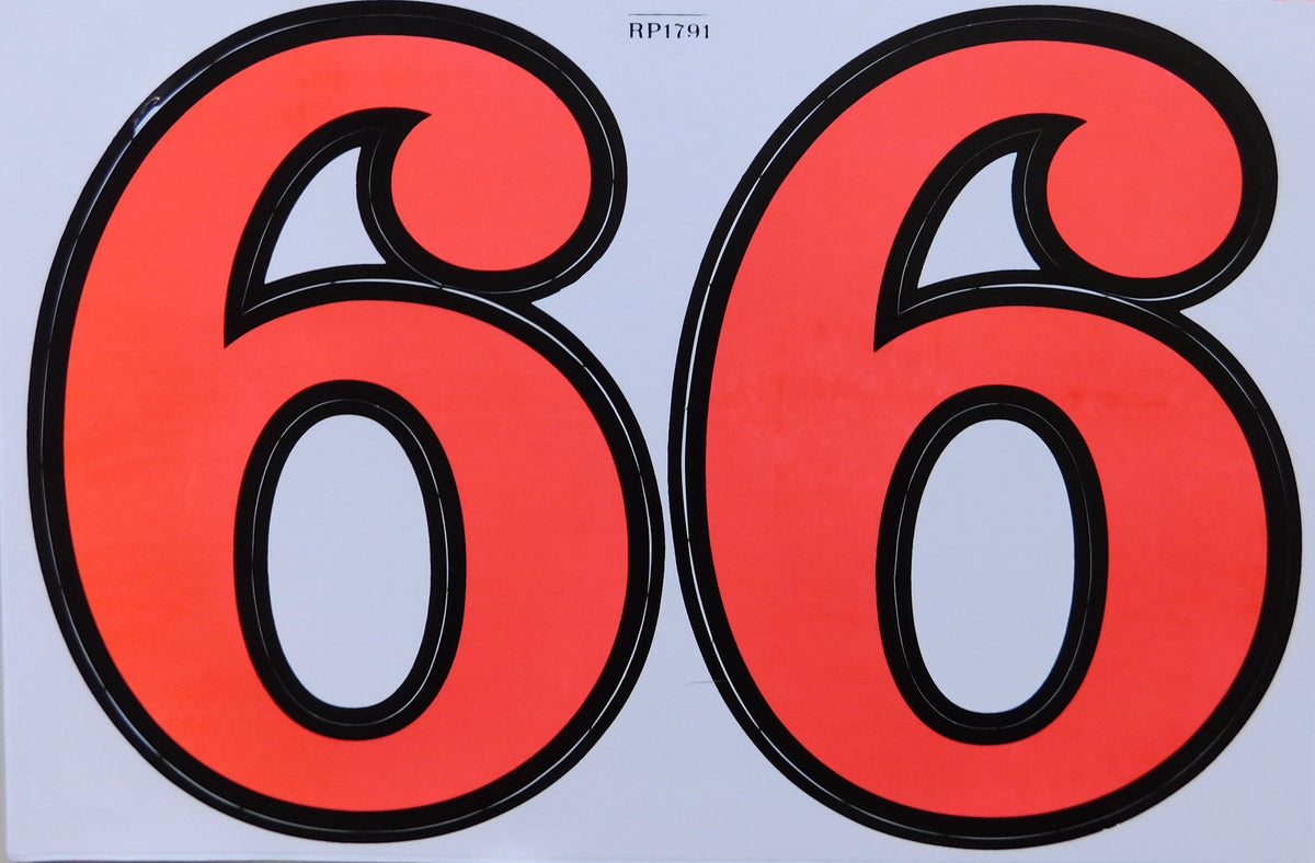 Large number 6 / 9 orange 165 mm high sticker motorcycle scooter skate ...